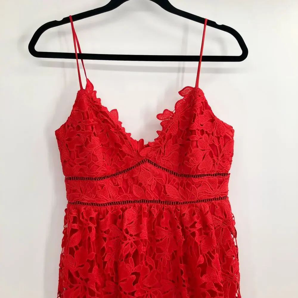 Bardot | Dresses | Bardot Sonya Lace Dress Fire Red Statement Dress ...